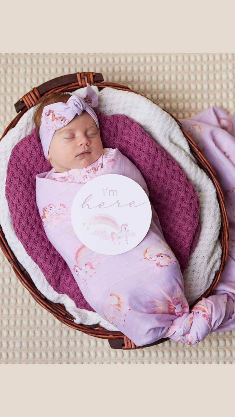 New Baby Set - Organic Muslin Wrap, Beanie/Topknot, 3-Pack Milestone C ...